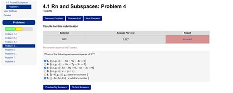 solved 4 1 rn and subspaces problem 4 4 1 rn and subspaces