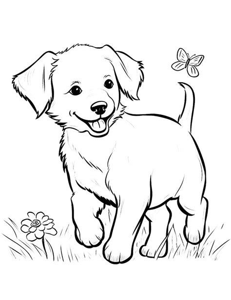 A Dog Running In The Grass With A Butterfly