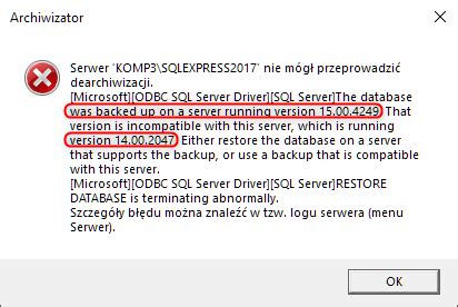 Archiwum Utworzone Na Nowszej Wersji Sql Sprawy Techniczne Forum Insert