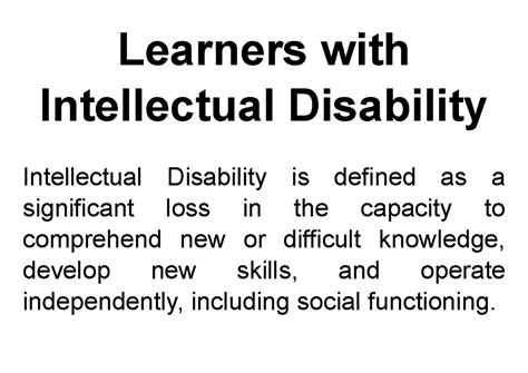Learners With Intellectual Disability Learners With Intellectual