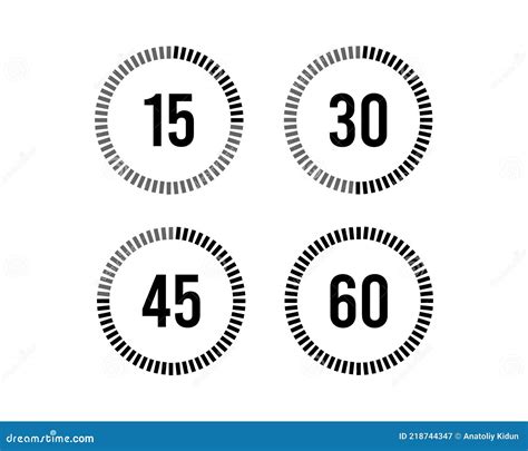 Clock Timer Time Passage Icon Set Form Minutes To Minutes Stock