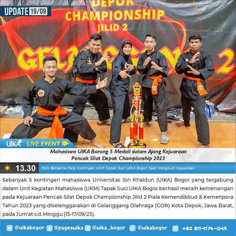 Mahasiswa UIKA Borong Medali Dalam Ajang Kejuaraan Pencak Silat Depok