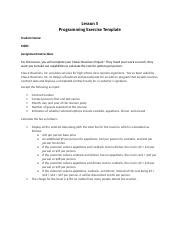 CIS150AB L5 Template 1 Docx Lesson 5 Programming Exercise Template