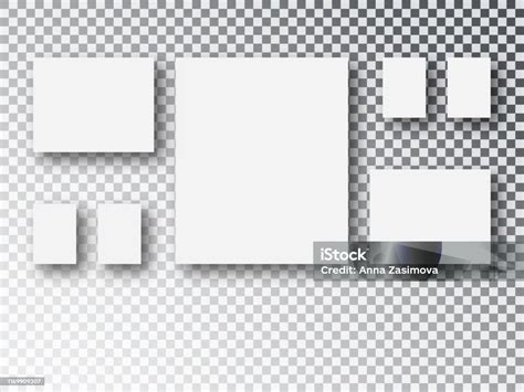 프레임 콜라주 템플릿 부품 그림 이나 그림 보드 및 브랜딩 프리젠 테이션 투명한 배경에서 격리된 빈 흰색 3d 용지 캔버스 또는 사진 프레임 개체 그룹에 대한 스톡 벡터