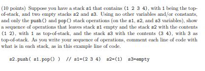 Solved 10 Points Using The Two Stack Algorithm For Chegg