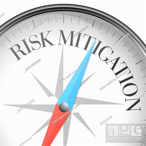 Detailed Illustration Of A Compass With Risk Mitigation Text Eps10