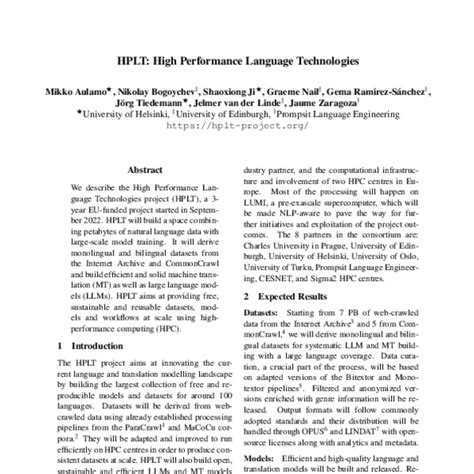 Hplt High Performance Language Technologies Acl Anthology