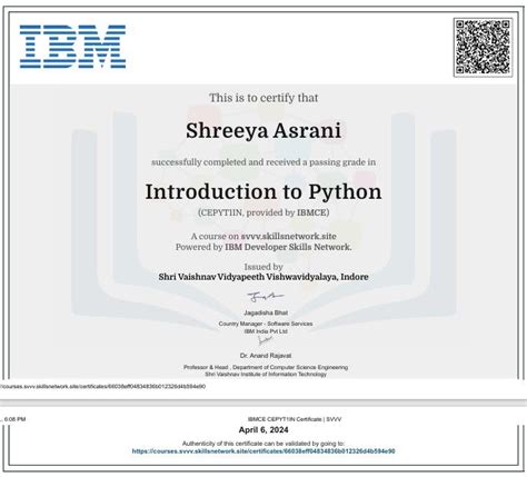 Completed Ibm Introduction To Python Course Shreeya Asrani Posted On