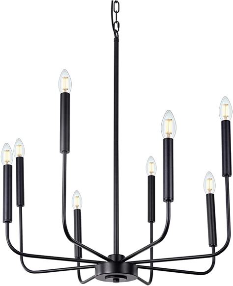 AmazonSmile Wellmet Matte Black Farmhouse Chandeliers 8 Light Classic
