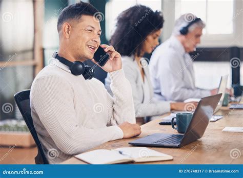 Business Man Phone Call And Communication With Networking B2b And