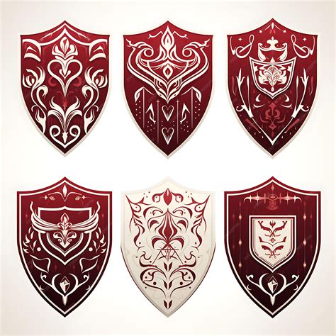 Premium Ai Image Set Of Monarchical Shields Symmetrical Pattern Shape