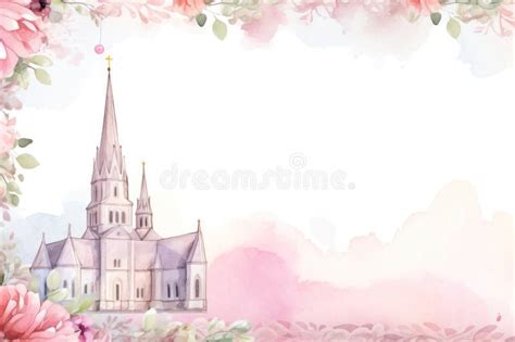 Cartão De Comemoração Batismo Aquarela Da Igreja Gerada Por Ai Ilustração Stock Ilustração
