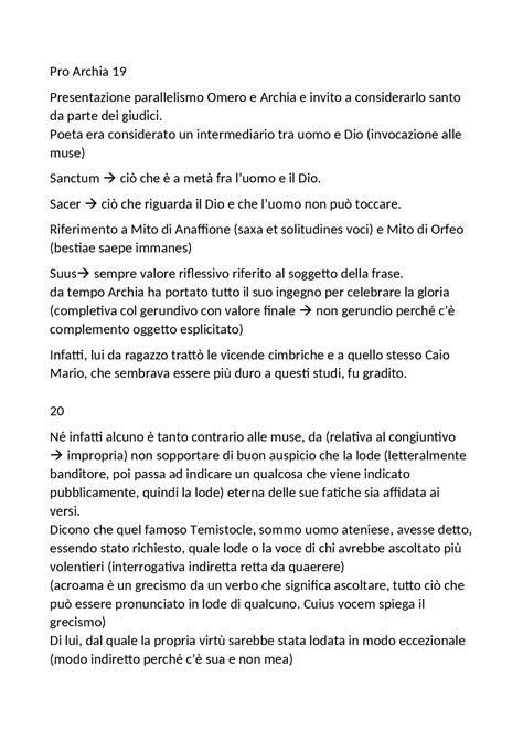 Pro Archia 19 Cicerone Appunti Di Letteratura Latina Docsity