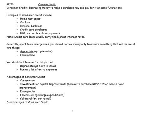 Credit Notes And Activity Consumer Credit Borrowing Money To Make A Purchase Now And Pay