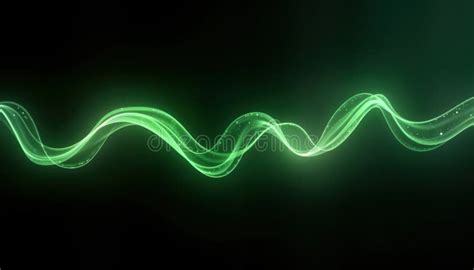 Abstract Glowing Green Wisp Curves Gracefully On Black Backdrop Dynamic Energy Flow Creates