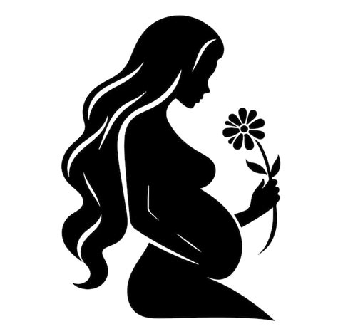 Pregnant Woman Vector Illustration Silhouette Sign Isolated On White