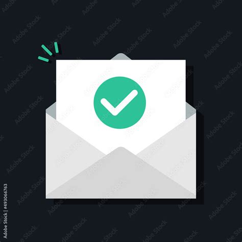 Check Mark Document In Mail Envelope Approved Document Vector Illustration Stock Vector