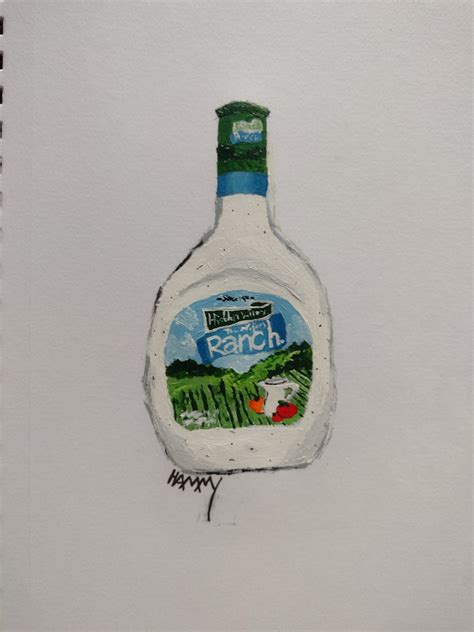 Day Six Of Drawing Old Condiment Containers Hidden Valley Ranch Dressing Painted With Acrilic