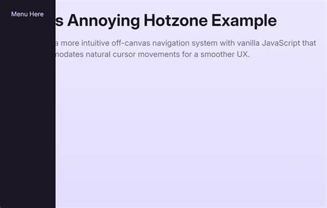 Hover Triggered Off Canvas Side Menu Less Annoying Hotzone Css Script