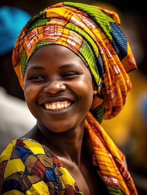 Premium Ai Image A Woman Wearing A Head Wrap Smiling