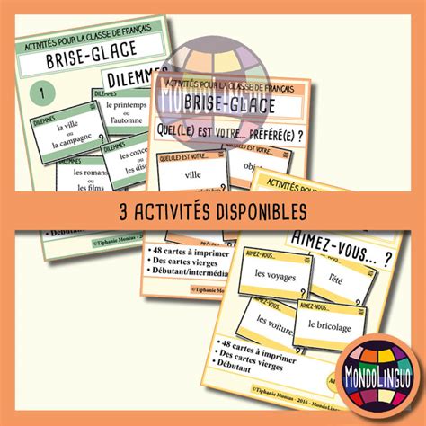 Pack 3 Activités Brise Glace Préférences