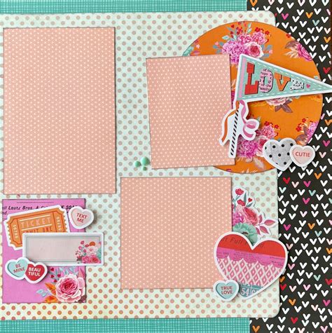 My Heart 12x12 Scrapbook Layout Page Kit Valentines Day Etsy
