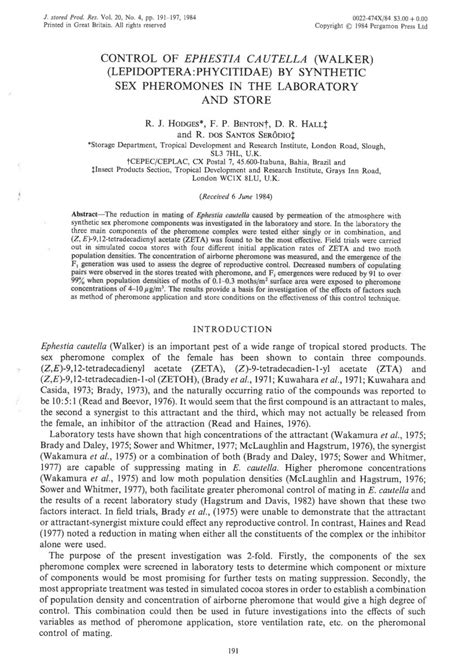 Pdf Control Of Ephestia Cautella Walker Lepidoptera Phycitidae