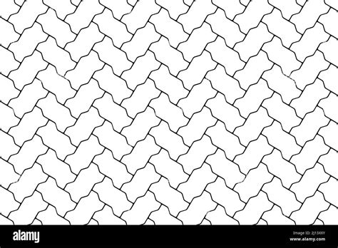 White Seamless Herringbone Pattern Of Pavement With Interlocking