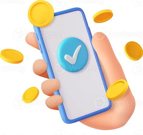 3d Mobile Phone Check Mark And Golden Coins 38945364 Png