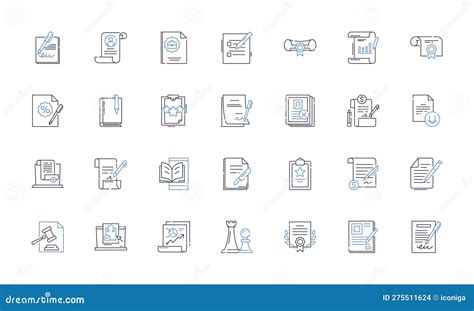 Validation Line Icons Collection Verification Authentication