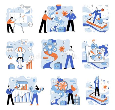 Business Automation Workflow Management Is Conductor In Orchestra Progress Stock Vector