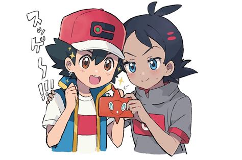 Ash Ketchum Rotom Rotom Phone And Goh Pokemon And 2 More Drawn By