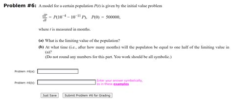 Solved Roblem 6 A Model For A Certain Population P T Is Chegg Com