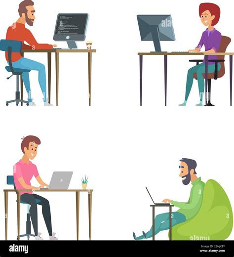 Professional Programmers At Work Illustrations Of Funny Characters