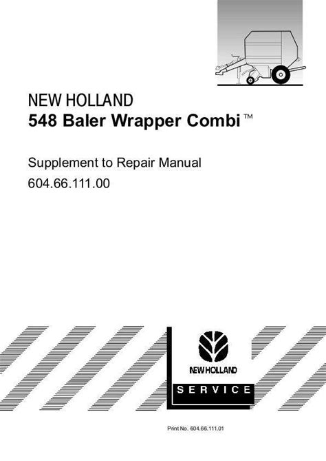 Service Manual Supplement For New Holland Balers Model 548 Baler