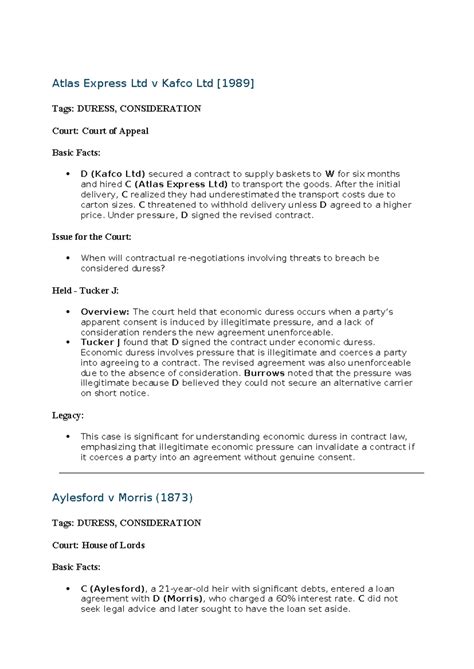Contract Law Case Summaries Atlas Express Ltd V Kafco Ltd 1989 Tags
