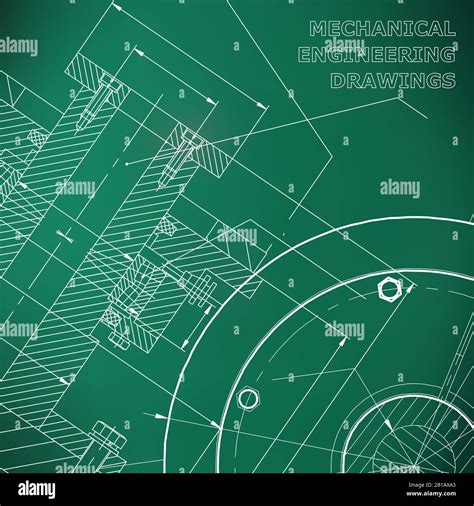 Light Green Background Technical Illustration Mechanical Engineering