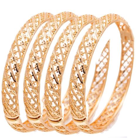 24 Real Gold Plated Dubai Bangle Jewelry Openable Bangles 2 Etsy