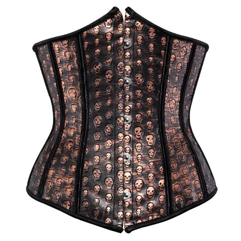 Bustiers Corsés Gótico Faux Leather Corset Underbust Bustier Sexy Brown