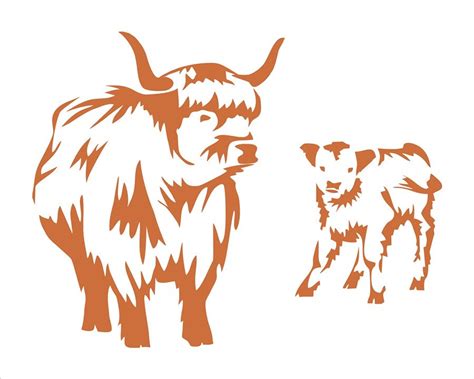 Highland Cow And Calf Stencil Reusable 350 Micron Mylar Not The Etsy