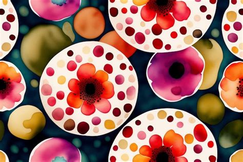 Premium Photo Watercolor Polka Dots Pattern