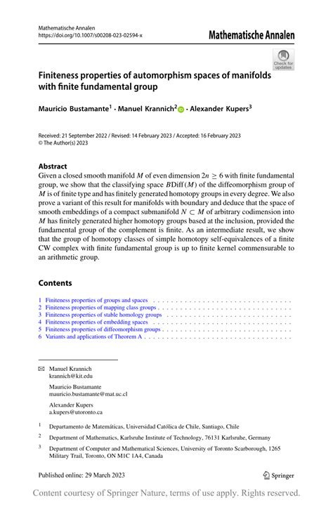 pdf finiteness properties of automorphism spaces of manifolds with