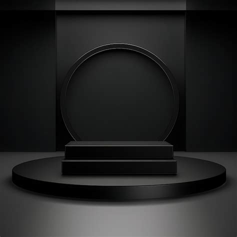 Premium Photo Empty Black Podium On Dark Background 3d Rendering