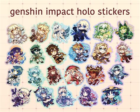 Genshin Impact Holographic Stickers Etsy