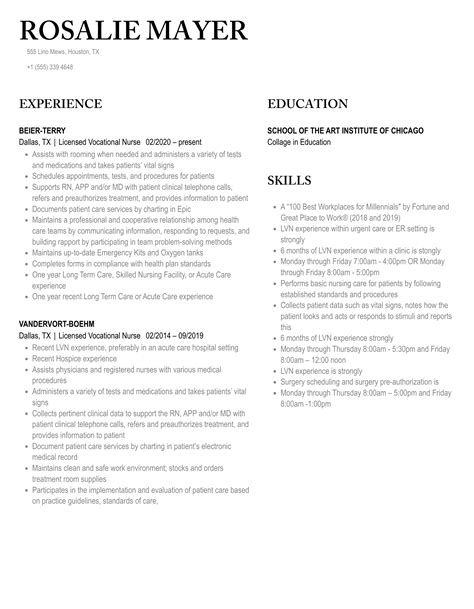 Licensed Vocational Nurse Resume Samples Velvet Jobs