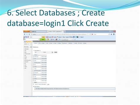 Step By Step How To Create Database With Phpmyadmin Ppt