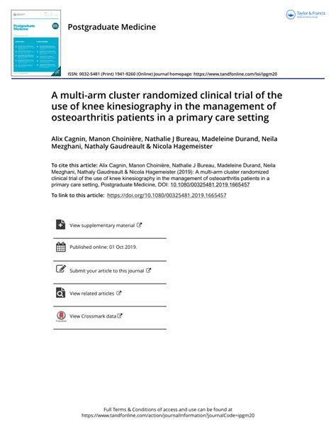 Pdf A Multi Arm Cluster Randomized Clinical Trial Of The Use Of Knee