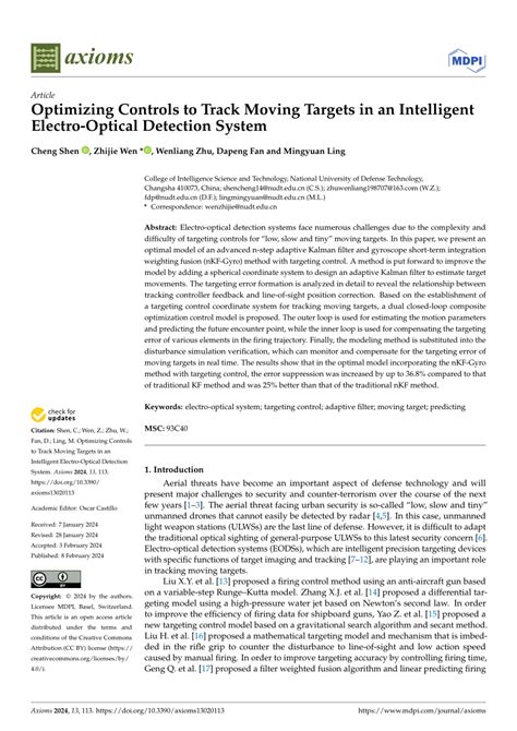 Pdf Optimizing Controls To Track Moving Targets In An Intelligent