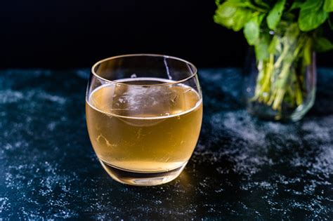 수제 전통 건강 발효 생 콤부차 차와 민트 잎을 마실 준비가 된 유리 0명에 대한 스톡 사진 및 기타 이미지 0명