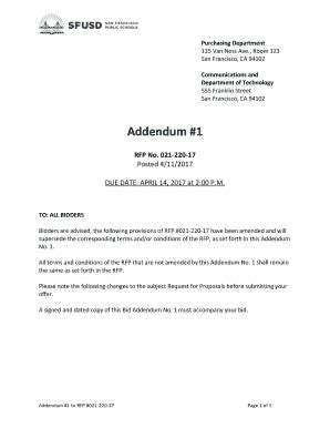 Fillable Online Addendum 1 SFUSD Fax Email Print PdfFiller